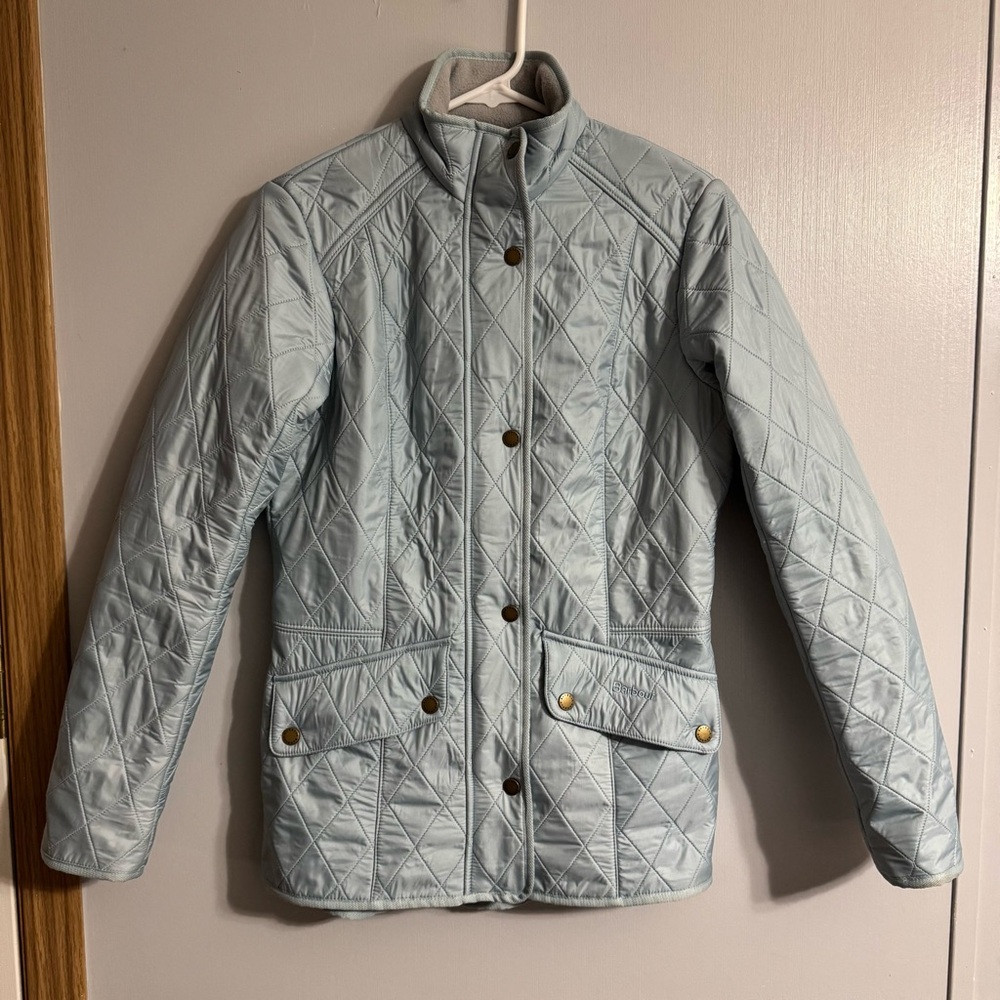 Barbour Sky Blue Quilted Puffer Jacket Size 6 - Gem